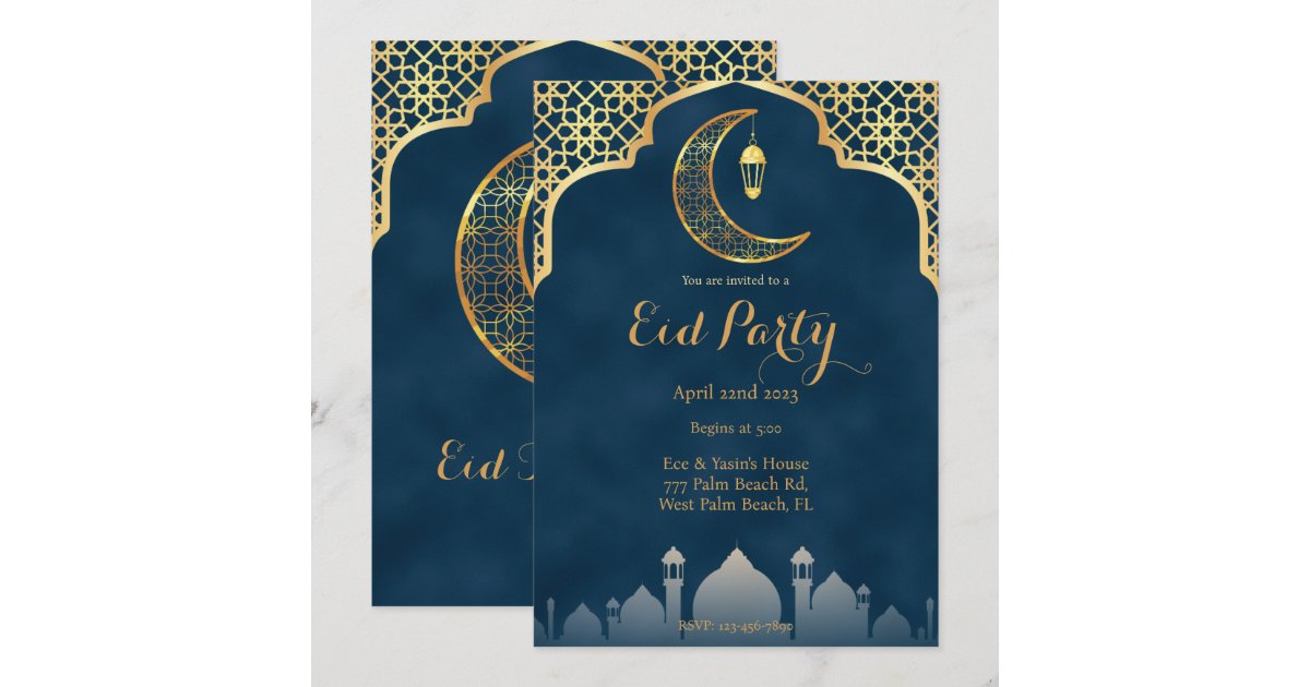 Gold Islamic Art Moon Eid Party Eid Invitation | Zazzle