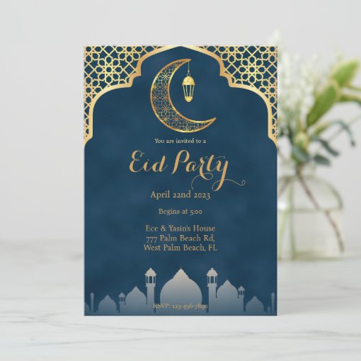 Gold Islamic Art Moon Eid Party Eid Invitation | Zazzle