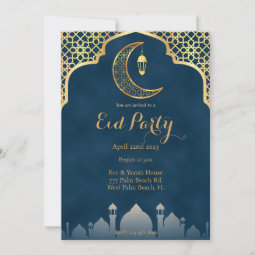 Gold Islamic Art Moon Eid Party Eid Invitation | Zazzle