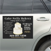 Gold + Ivory Bakery Cake Magnetic Black Car Sign | Zazzle