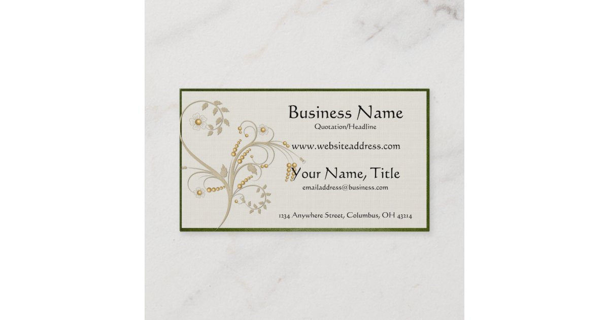 Gold Ivy with Green Border Business Cards | Zazzle