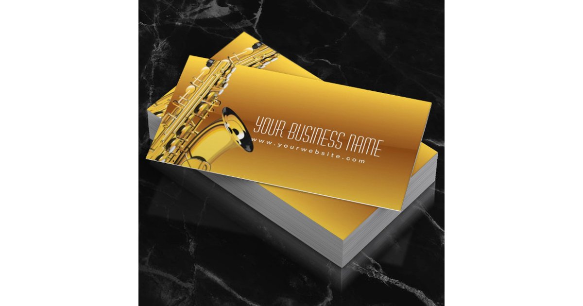 Gold Jazz Saxophone Music Business Card | Zazzle