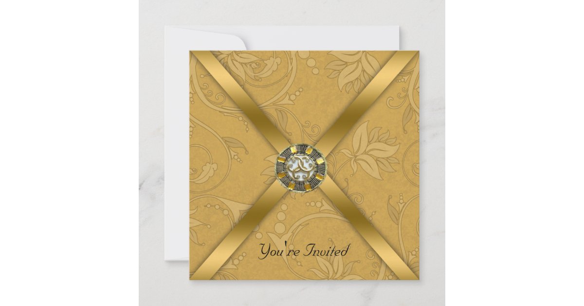 Gold Jeweled Party Invitation | Zazzle