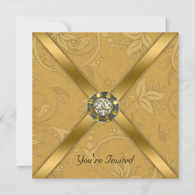 Gold Jeweled Party Invitation | Zazzle