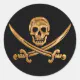 Gold Jolly Roger Classic Round Sticker | Zazzle