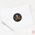 Gold Jolly Roger Classic Round Sticker | Zazzle
