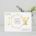 Gold JOY Custom Logo Christmas Foil Card | Zazzle