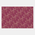 Gold JOYFUL on Cranberry Wrapping Paper Sheets | Zazzle