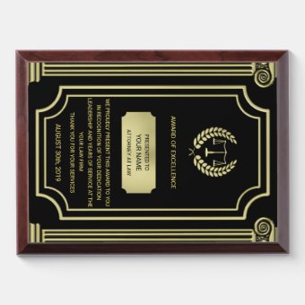 Gold Justice Scale Award Plaque | Zazzle