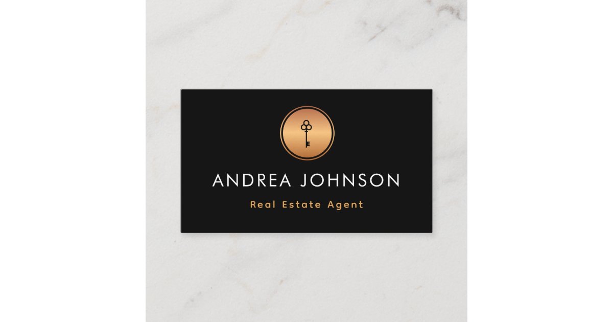 Gold Key Logo Real Estate Agent Photo Qr Code Business Card | Zazzle
