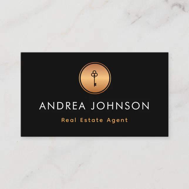 Gold Key Logo Real Estate Agent Photo Qr Code Business Card | Zazzle