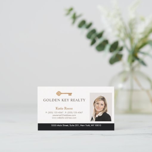 Gold Key Real Estate Agent Photo Business Card | Zazzle