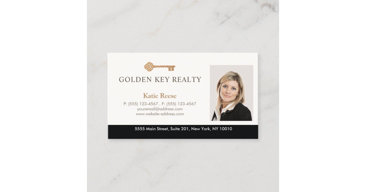 Gold Key Real Estate Agent Photo Business Card | Zazzle