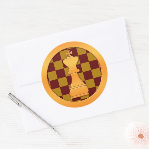 Gold King Chess Piece Classic Round Sticker | Zazzle