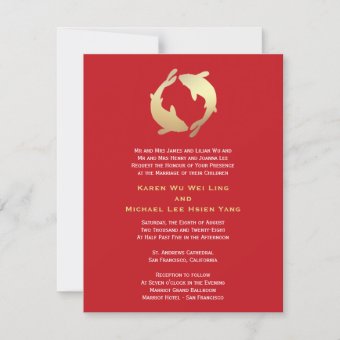 Gold Koi Chinese Wedding Invitation | Zazzle