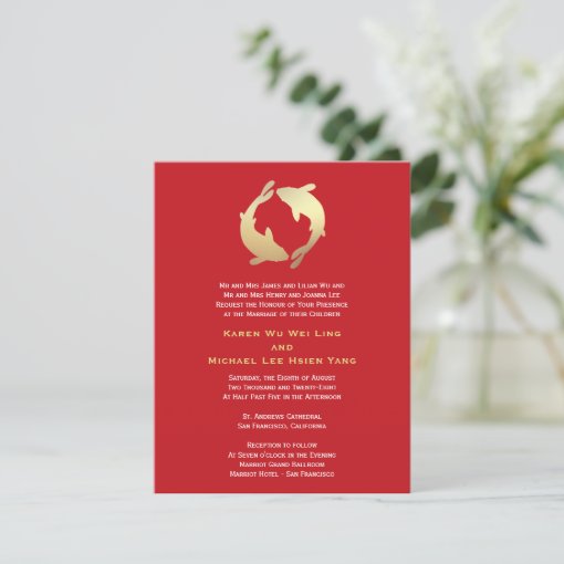 Gold Koi Chinese Wedding Invitation | Zazzle