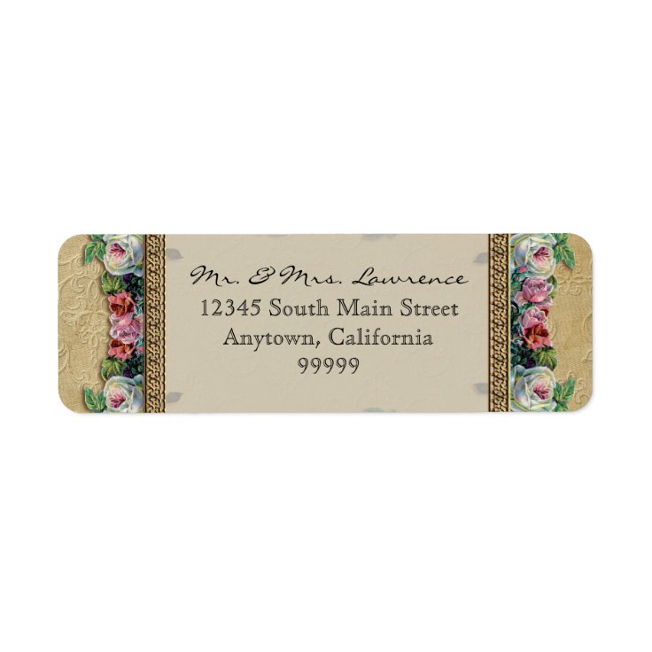 Gold & Lace Classic Formal Elegant Wedding Address Label | Zazzle