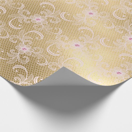 GOLD LACE ELEGANT BIRTHDAY WEDDING WRAP WRAPPING PAPER | Zazzle