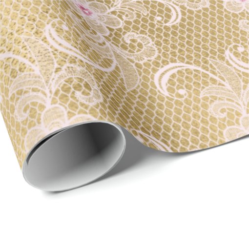 GOLD LACE ELEGANT BIRTHDAY WEDDING WRAP WRAPPING PAPER | Zazzle