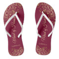 Gold Lace on Burgundy Maroon Maid of Honor Wedding Flip Flops | Zazzle