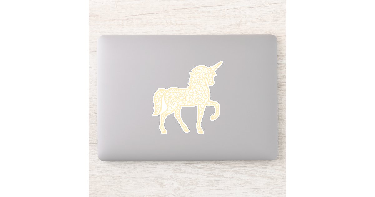 Gold lace unicorn sticker | Zazzle