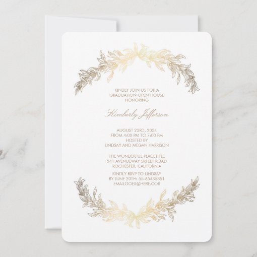 Gold Laurel Photo Graduation Party Invitation | Zazzle