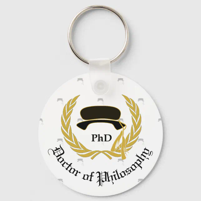 Gold Laurel Wreath Beefeater PhD Graduation Cap Keychain | Zazzle