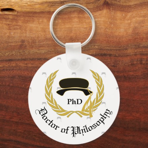 Gold Laurel Wreath Beefeater PhD Graduation Cap Keychain | Zazzle