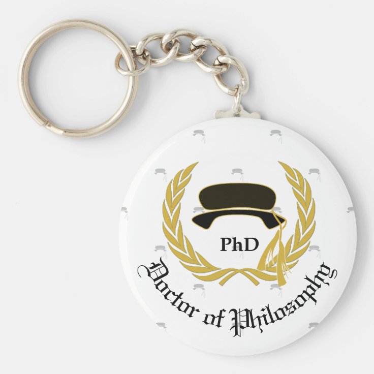 Gold Laurel Wreath Beefeater PhD Graduation Cap Keychain | Zazzle