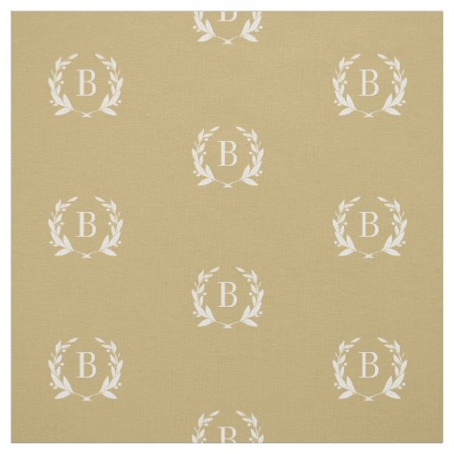 Gold Laurel Wreath Monogram Fabric | Zazzle