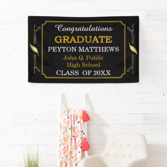 Gold Leaf Congratulations Graduate 20XX Banner | Zazzle