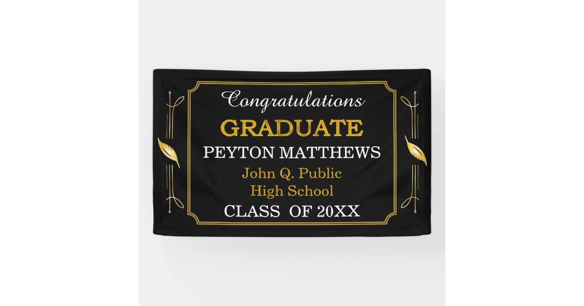 Gold Leaf Congratulations Graduate 20XX Banner | Zazzle