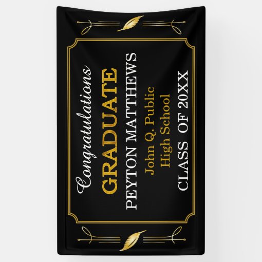 Gold Leaf Congratulations Graduate 20XX Banner | Zazzle