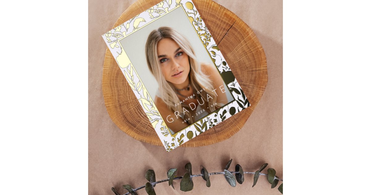 Gold Leaf Foil Press WildFlower Grad Announcement | Zazzle
