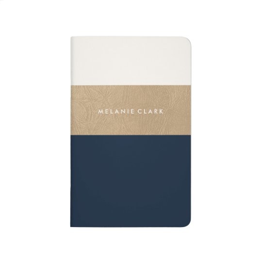 Gold leather and navy blue journal | Zazzle.com