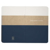 Gold leather and navy blue journal | Zazzle