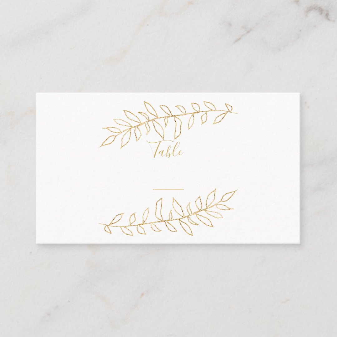 Gold leaves table number place card | Zazzle