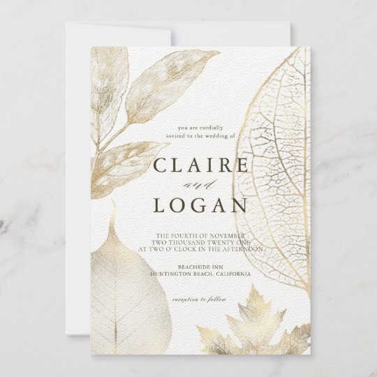 Gold Leaves Wedding Invitation | Zazzle.com