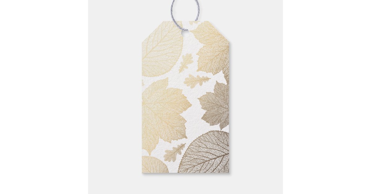 Gold Leaves White Fall Wedding Gift Tags | Zazzle