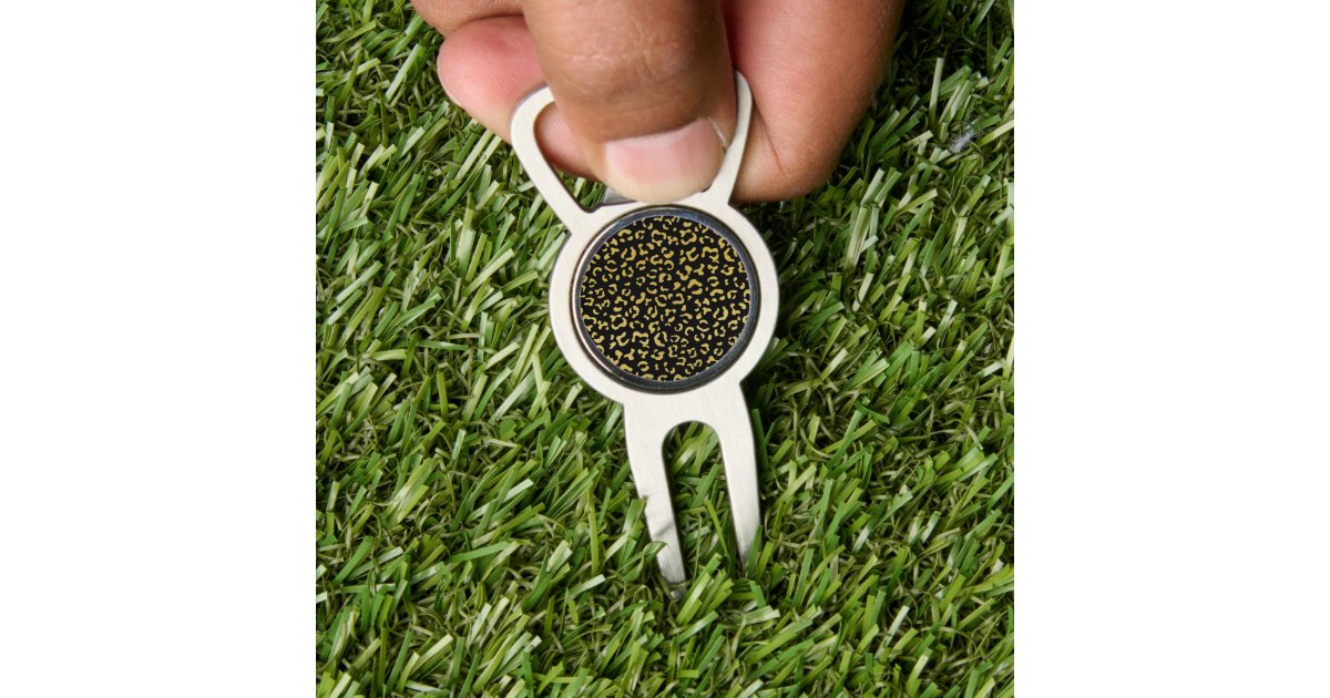 Gold Leopard, Gold Glitter, Leopard Pattern Divot Tool | Zazzle