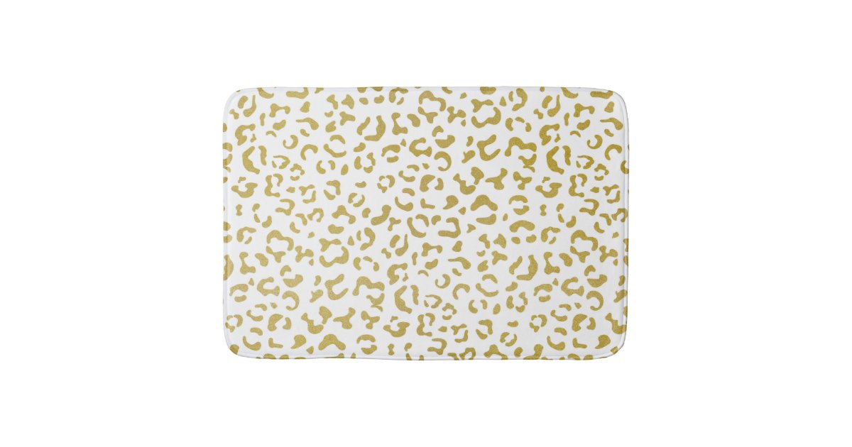 Gold Leopard, Gold Glitter, Leopard Print Bath Mat | Zazzle