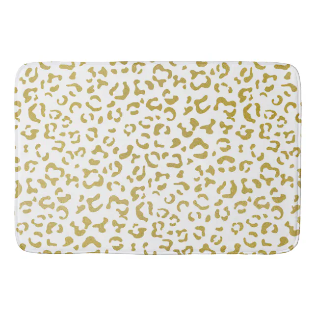 Gold Leopard, Gold Glitter, Leopard Print Bath Mat | Zazzle