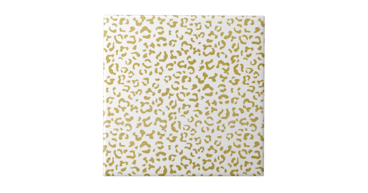 Gold Leopard, Gold Glitter, Leopard Print Ceramic Tile | Zazzle