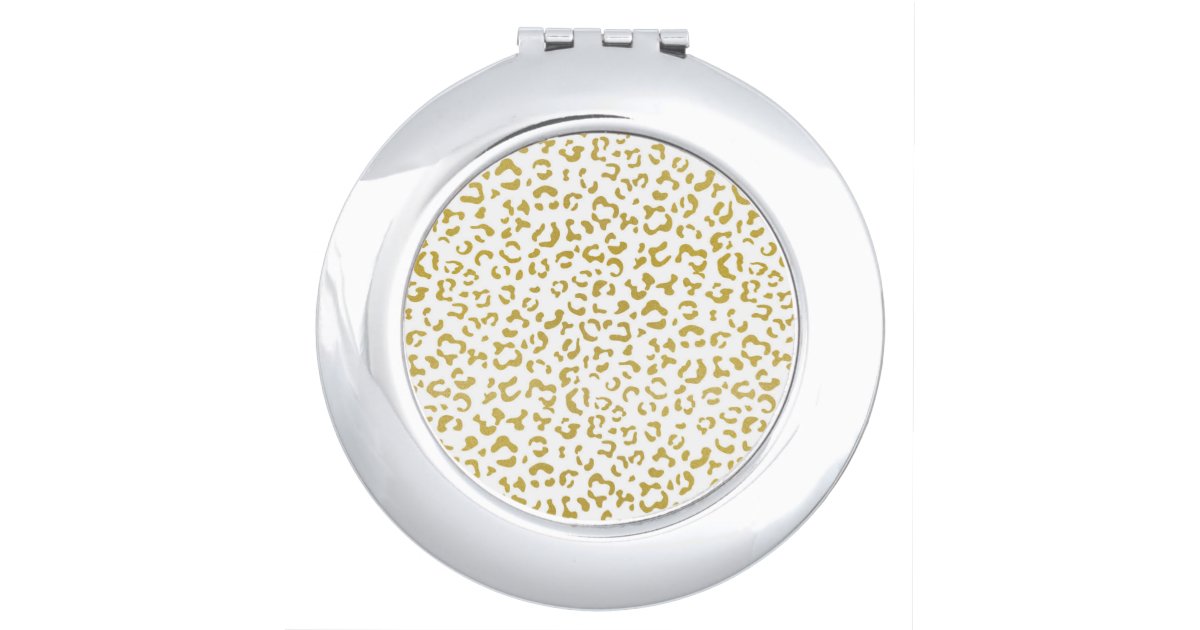 Gold Leopard, Gold Glitter, Leopard Print Compact Mirror | Zazzle