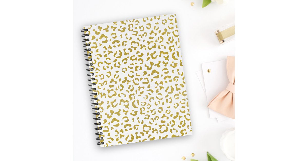 Gold Leopard, Gold Glitter, Leopard Print Notebook | Zazzle