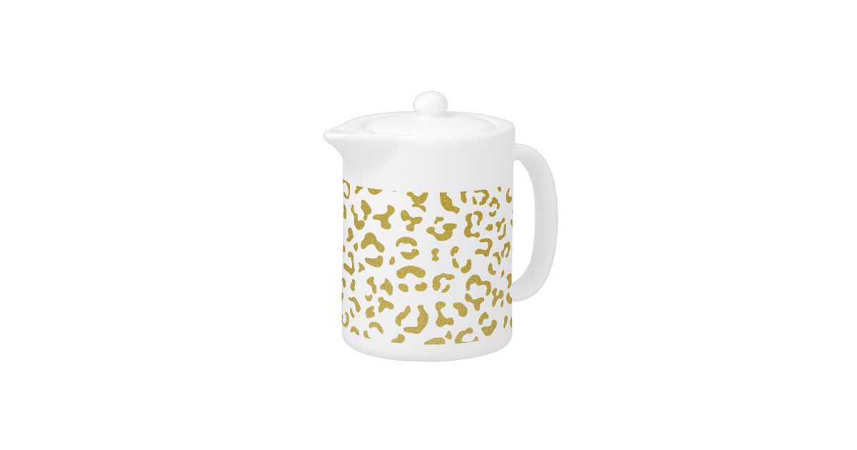 Gold Leopard, Gold Glitter, Leopard Print Teapot | Zazzle