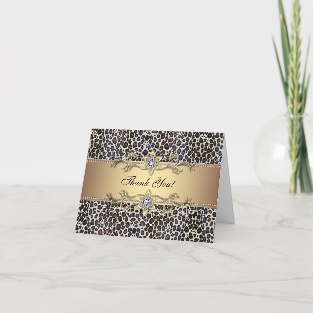 Gold Leopard Thank You Cards | Zazzle
