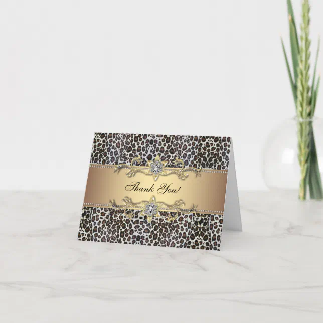 Gold Leopard Thank You Cards | Zazzle