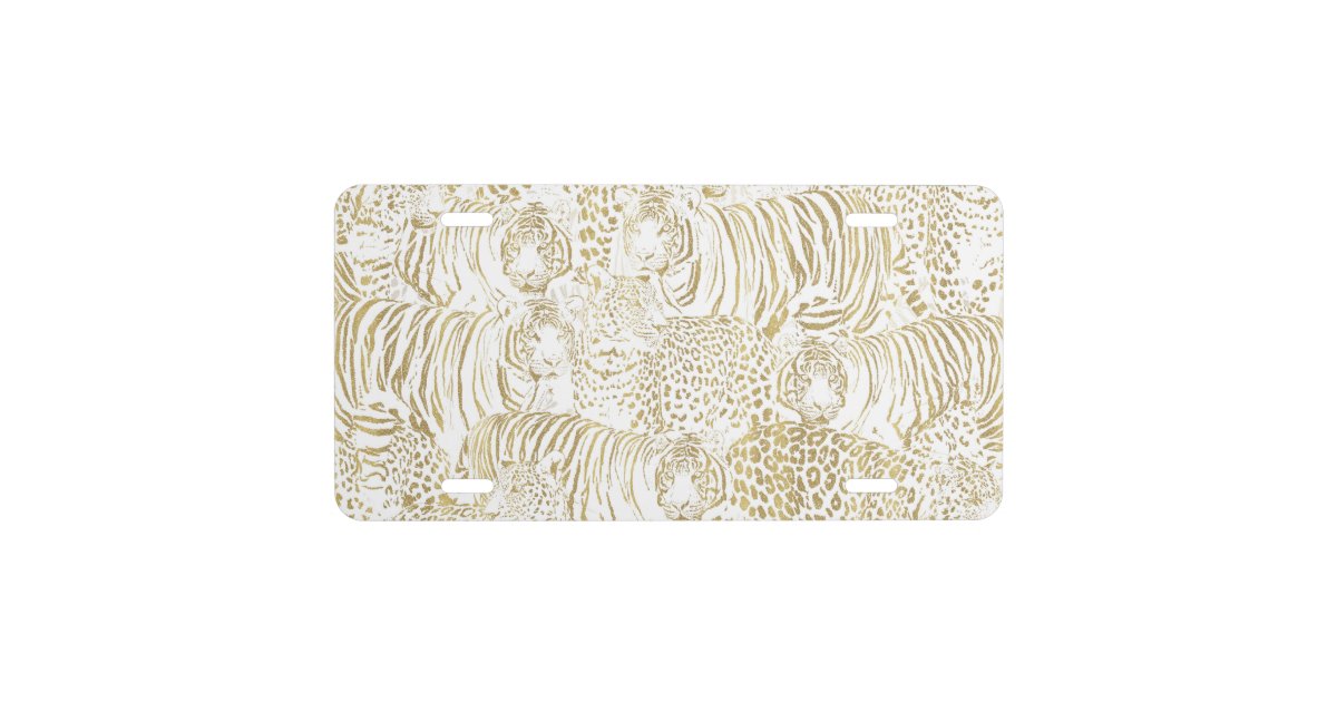 Gold Leopard Tiger Animals License Plate | Zazzle