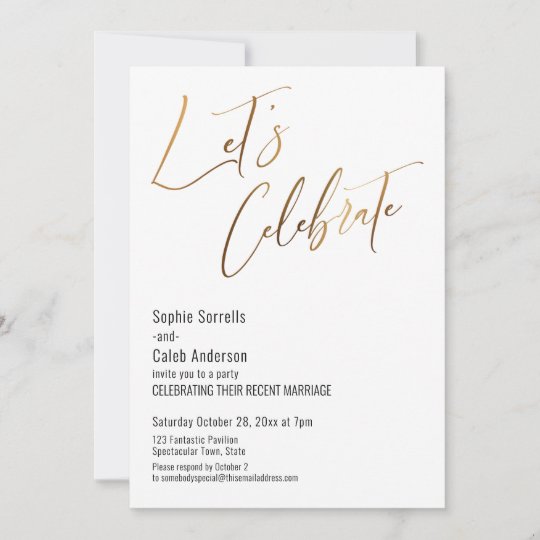 Gold Let's Celebrate Simple Wedding Party Invitation | Zazzle.com